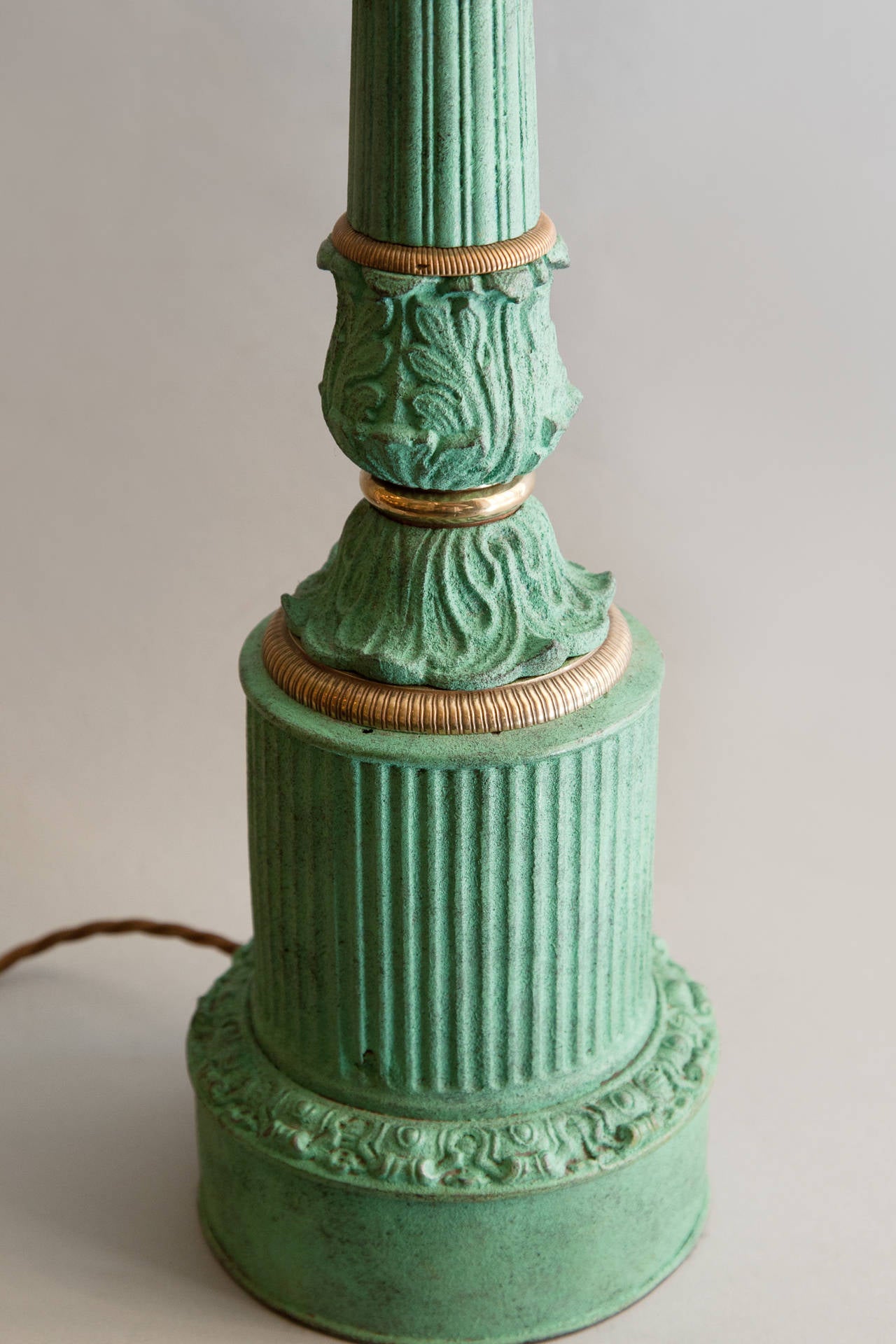 Restauration Verdigris Brass and Bronze Table Lamp For Sale at 1stDibs