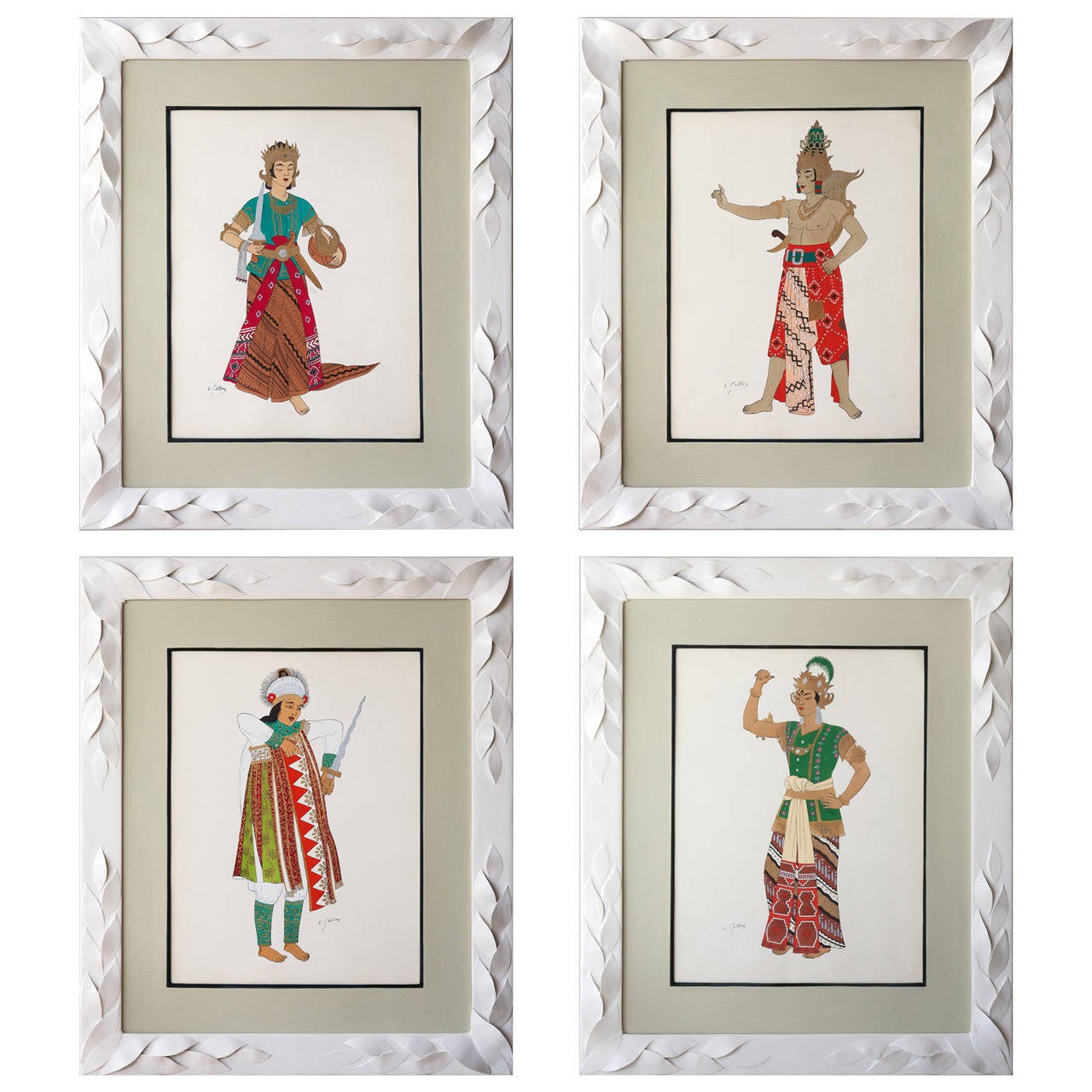 Ten Indonesian Costume Prints In Handmade Decorative Frames by Èmile ...