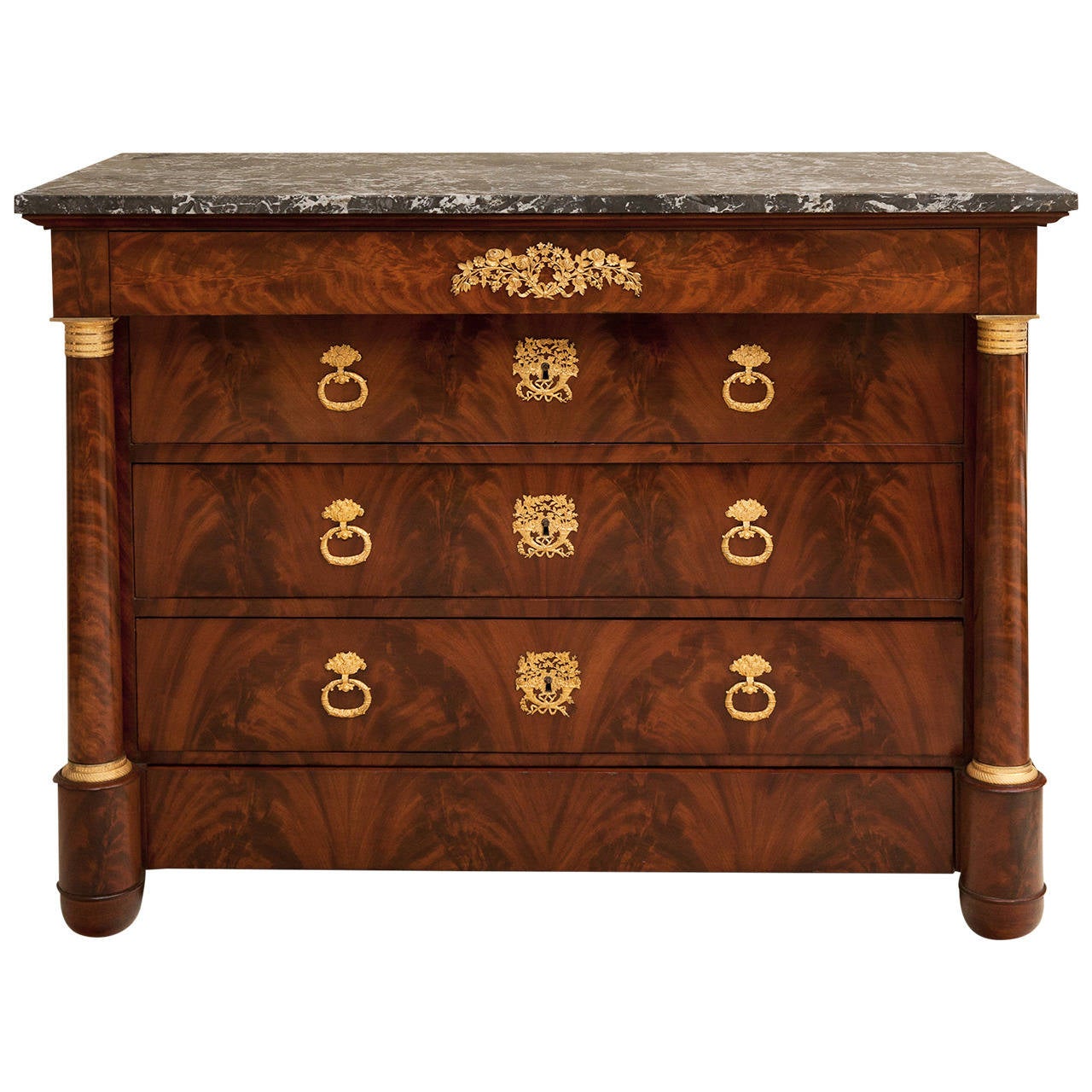 Empire Flame Mahogany Commode at 1stDibs