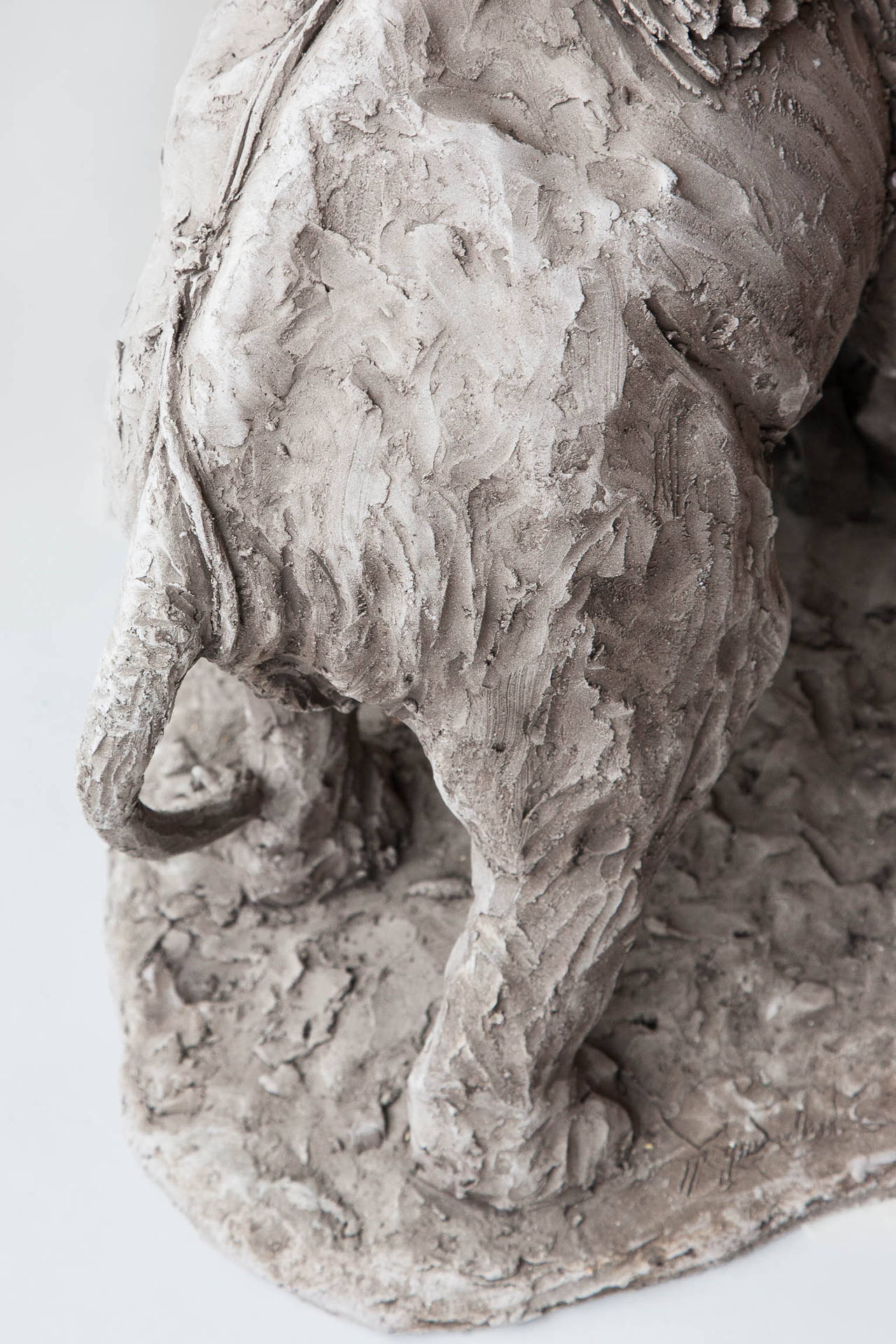 Sculpture of an Indian Elephant with a Mahout in Grey Terracotta For ...