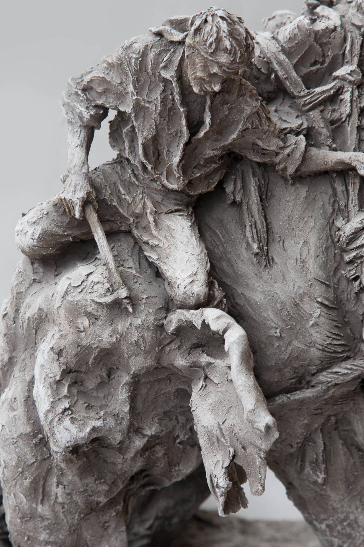 Sculpture of an Indian Elephant with a Mahout in Grey Terracotta For ...