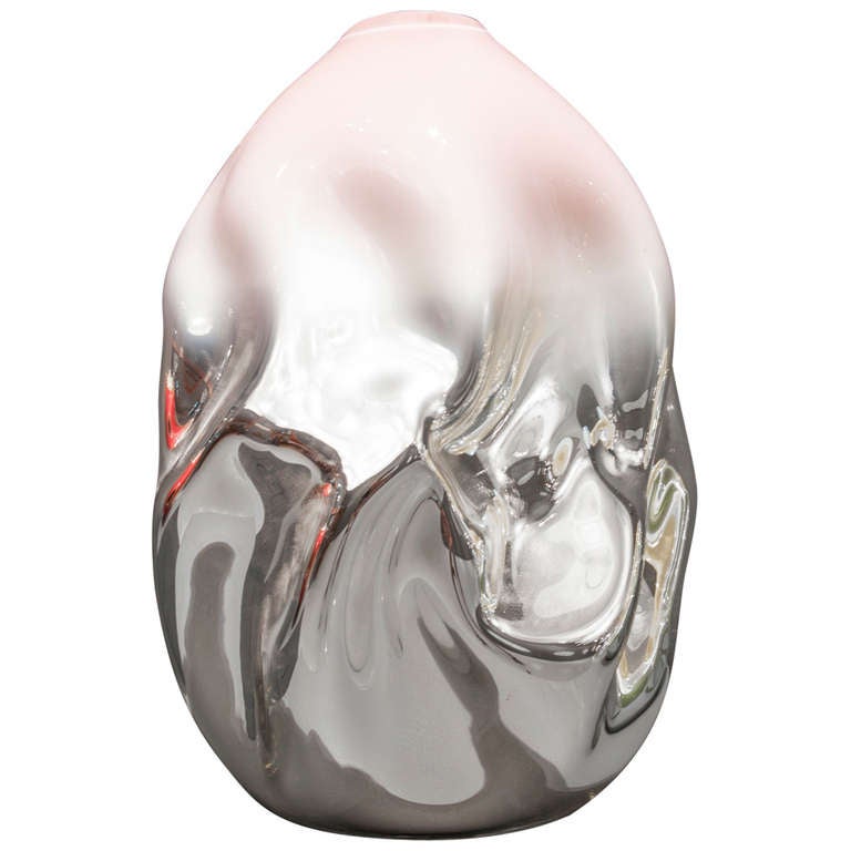 Crumpled Glass Sculptural Vessel, Hand-Blown by Jeff Zimmerman, 2014 at ...