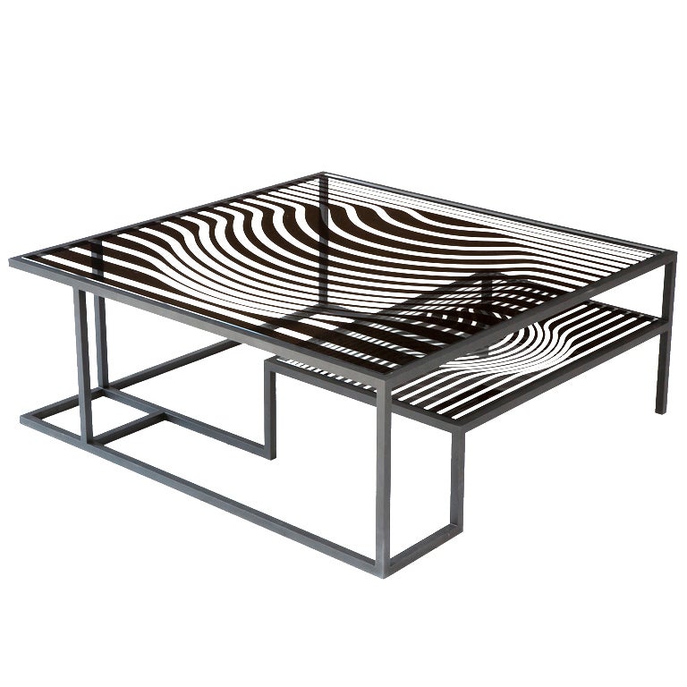 AFTER VICTOR // "Op Art" cocktail table for Kelly Behun Studio at 1stDibs
