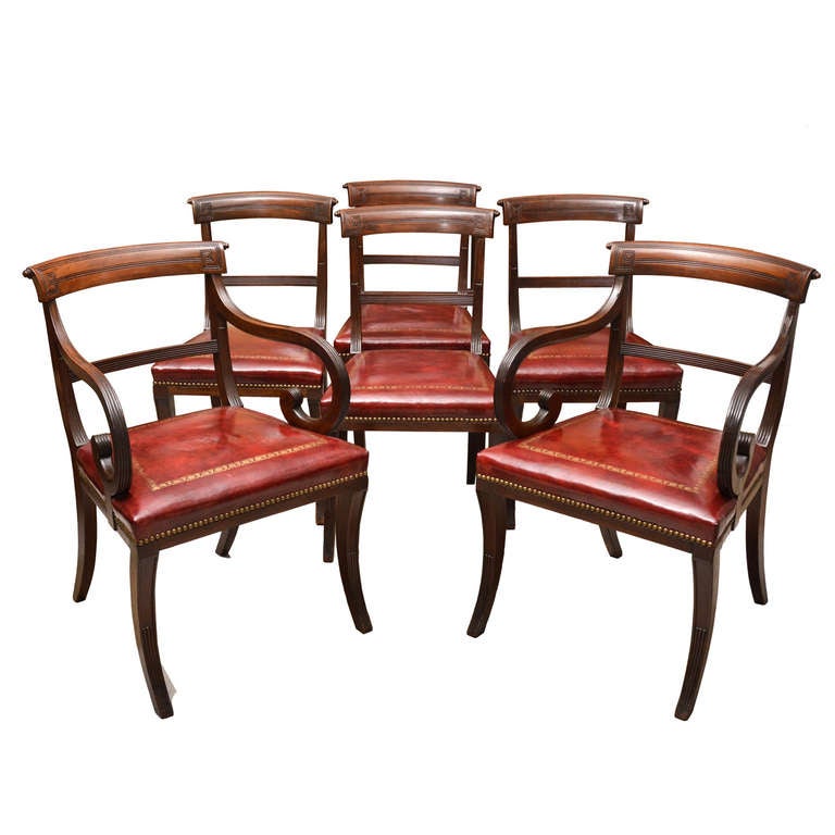 Circa 1900, English Regency Style Set of Six Mahogany Dining Chairs at ...