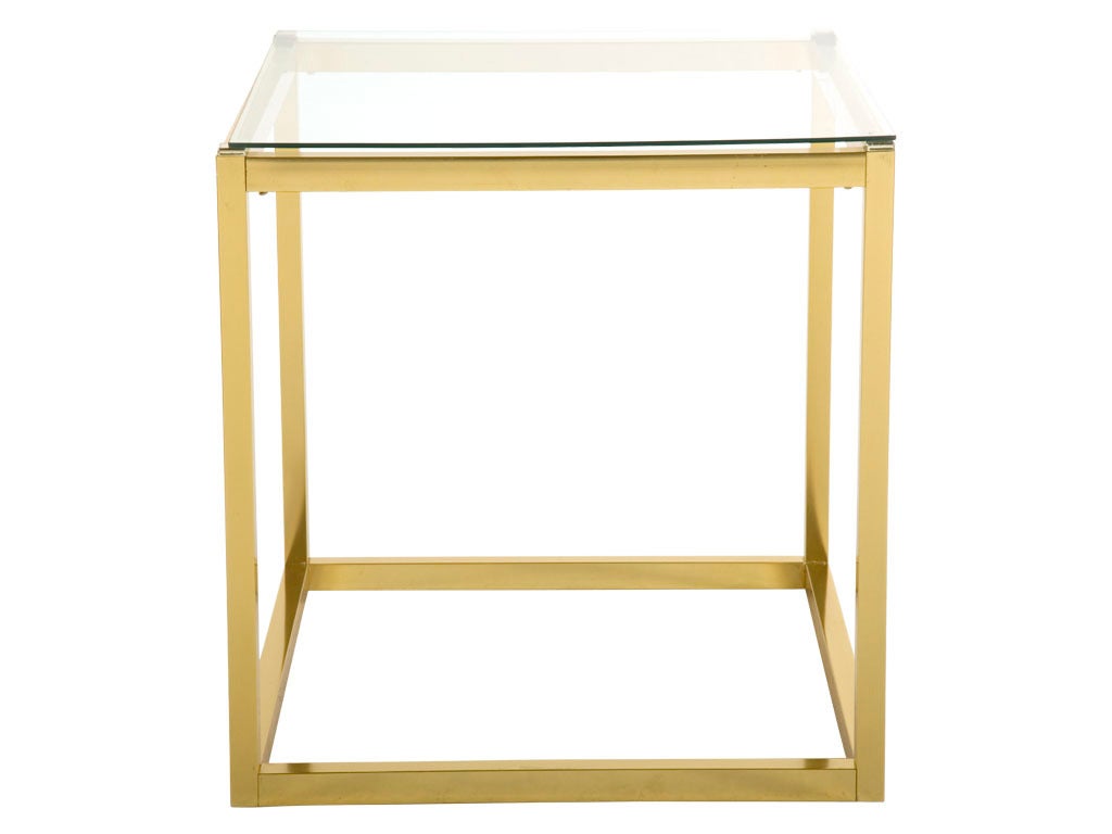 Vintage Square Brass End Table at 1stDibs