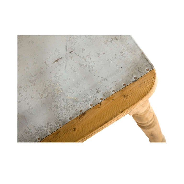 Antique Galvanized Steel Top Farmhouse Table at 1stDibs
