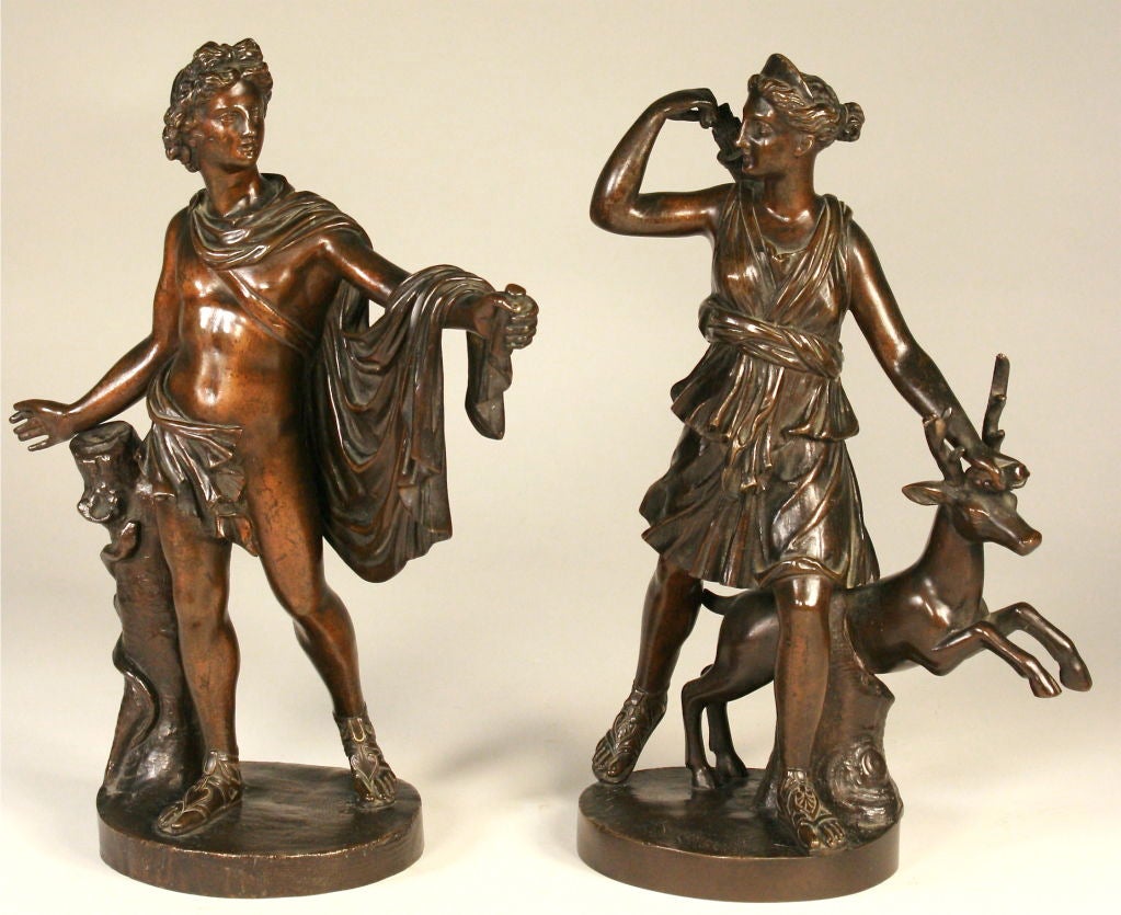 Bronze Sculptures of Diana and Apollo at 1stDibs