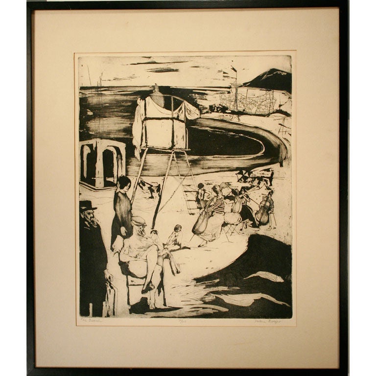 Helen Breger Etching - "The Beach" at 1stDibs
