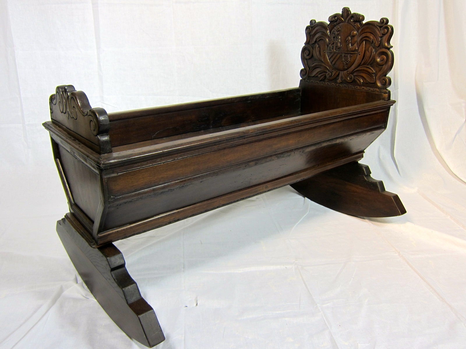 18th Century European Carved Wood Rocking Cradle at 1stDibs