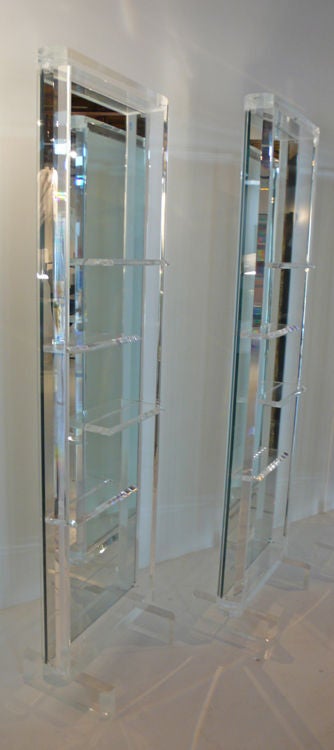 2 Acrylic Freestanding Mirrored Room Dividers at 1stDibs