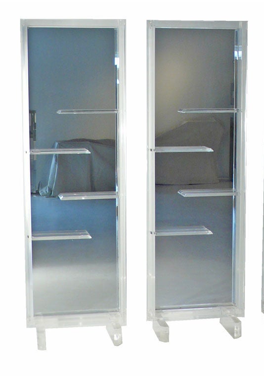 2 Acrylic Freestanding Mirrored Room Dividers at 1stDibs