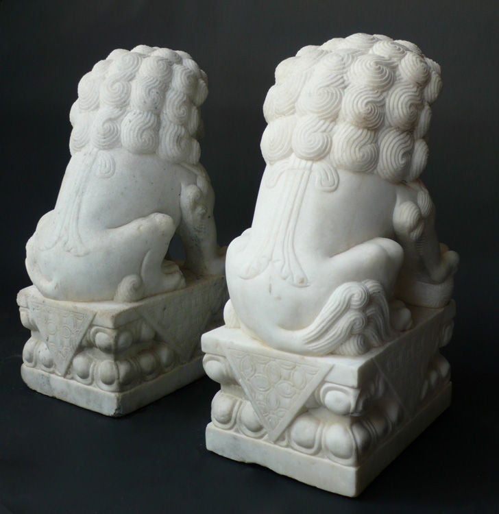 Italian Marble Hand Carved Foo Dogs at 1stDibs | marble foo dogs