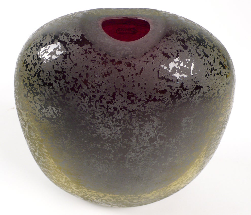 Archimede Seguso Vase, Murano Scavo Corroso at 1stDibs