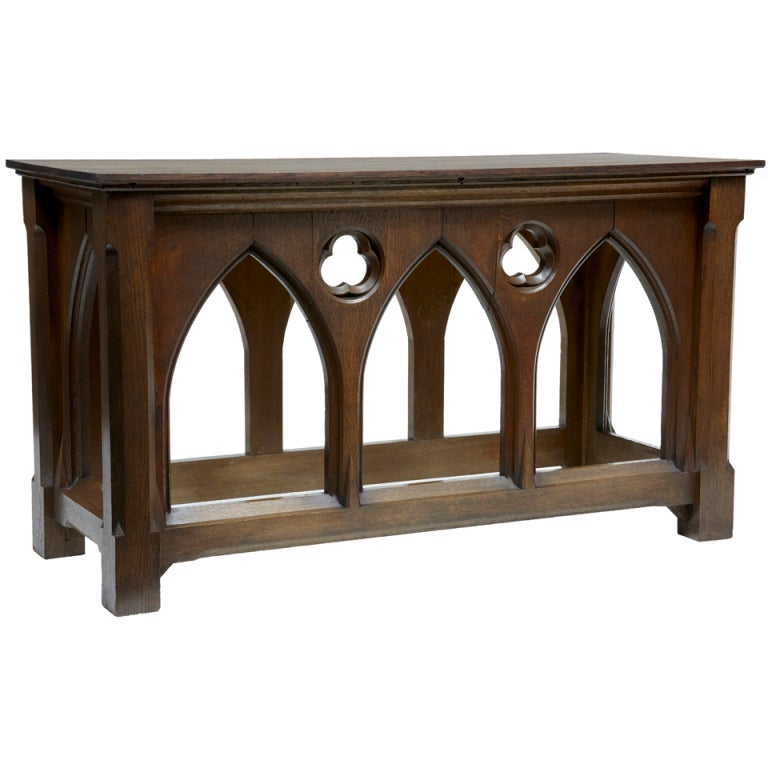 19th Century Antique Oak Gothic Alter Serving Table at 1stDibs