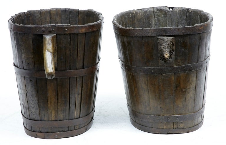 Pair Of 18th Century Antique Irish Oak Peat Wood Buckets at 1stDibs ...