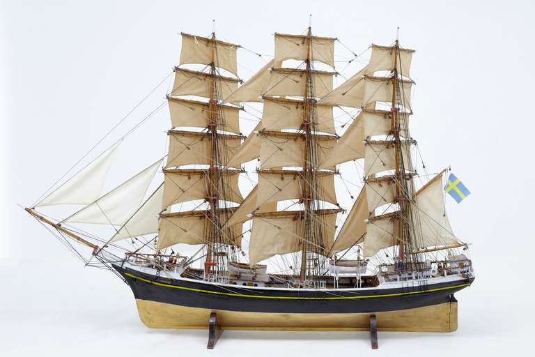 Magnificent Large Cased Model Of Swedish Barque Immigrant Ship at 1stDibs