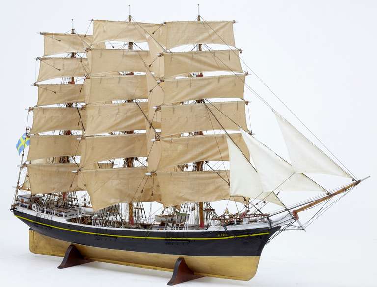Magnificent Large Cased Model Of Swedish Barque Immigrant Ship at 1stDibs