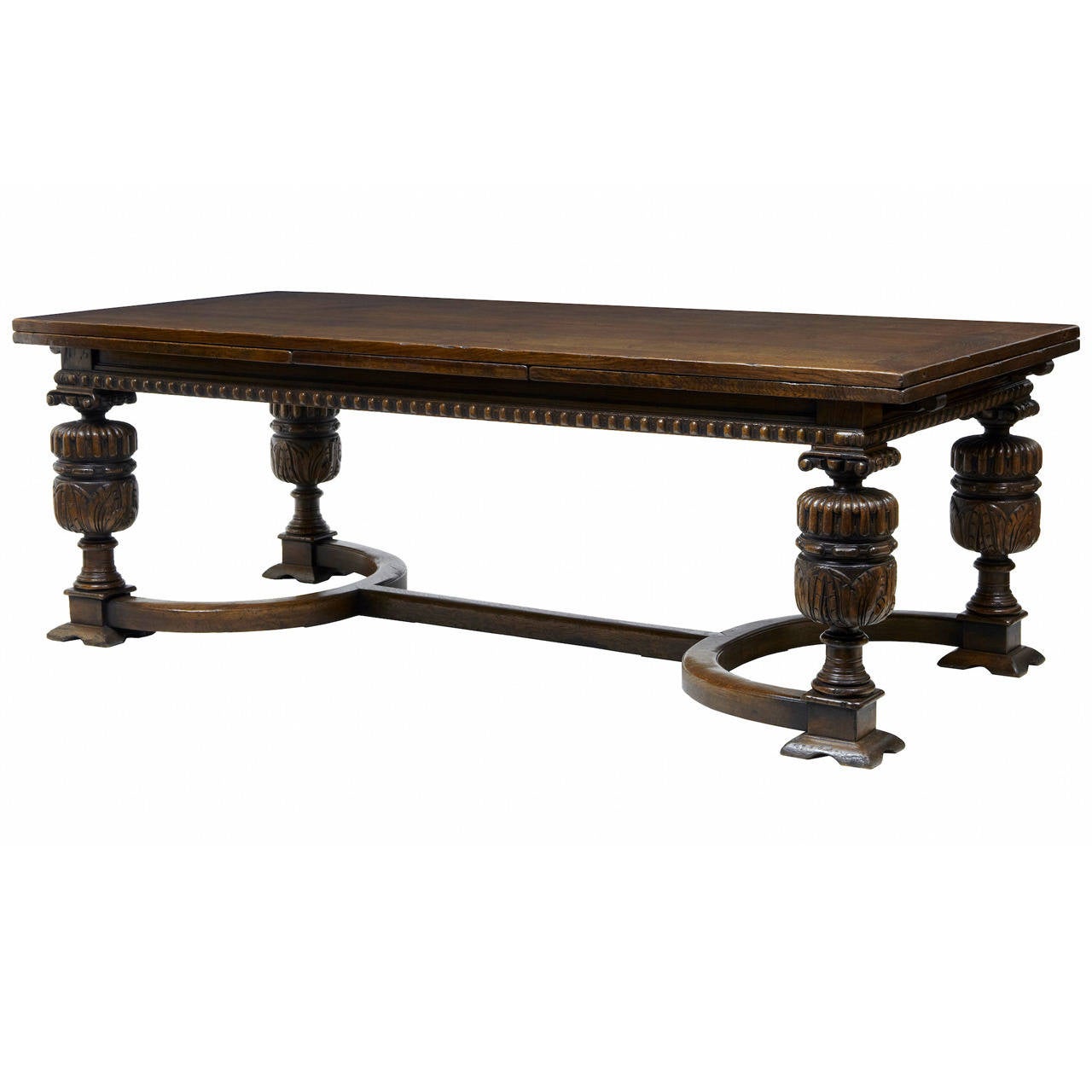 19th Century Elizabethan Inspired Oak Draw Leaf Dining Table at 1stDibs