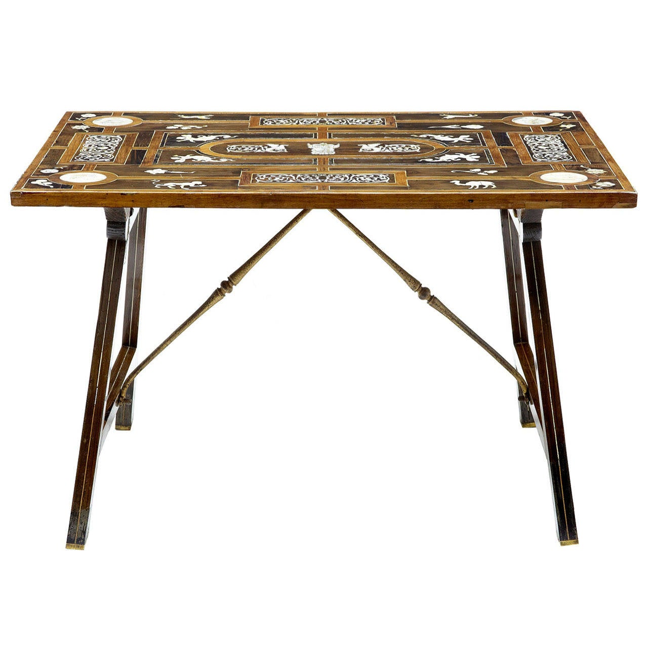19th Century Profusely Inlaid Rosewood Side Table at 1stDibs