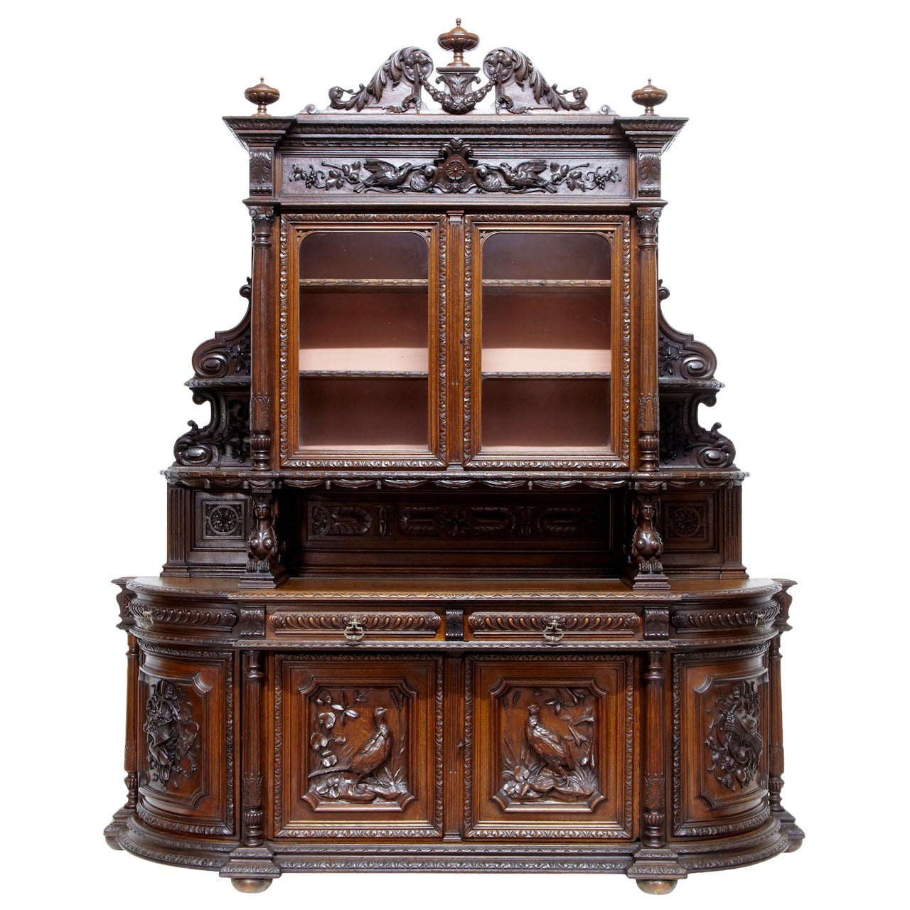 Impressive 19th Century Profusely Carved Oak Flemish Hunt Dresser ...