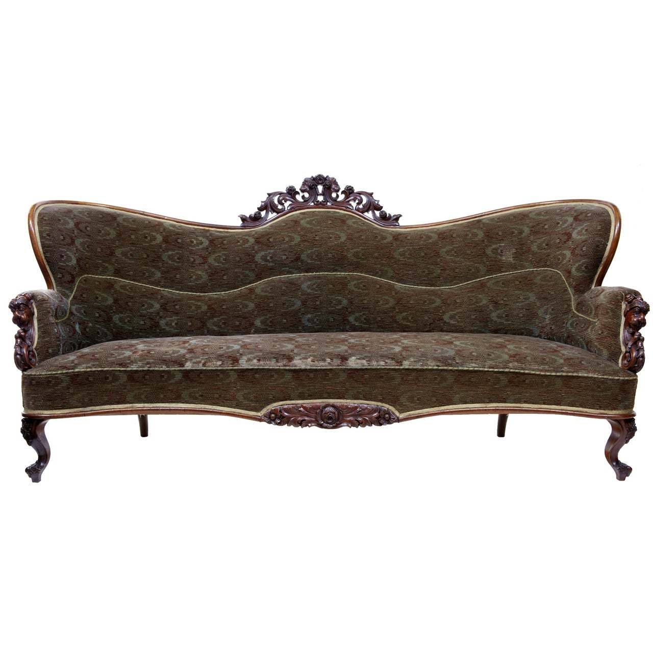 Large 19th Century Carved Mahogany Victorian Sofa Settee at 1stDibs