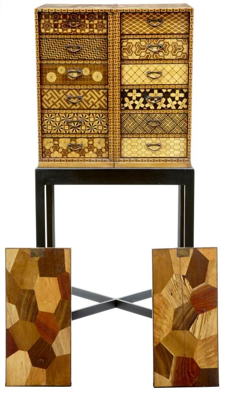 STUNNING JAPANESE PUZZLE BOX PARQUETRY CABINET ON STAND at 1stDibs