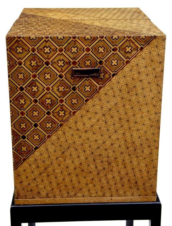 STUNNING JAPANESE PUZZLE BOX PARQUETRY CABINET ON STAND at 1stDibs