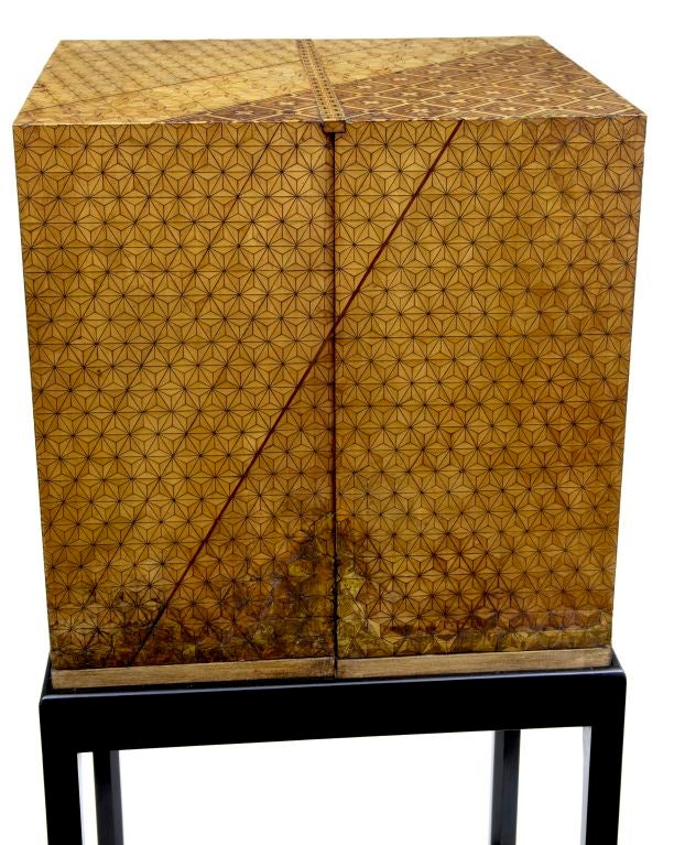 STUNNING JAPANESE PUZZLE BOX PARQUETRY CABINET ON STAND at 1stDibs