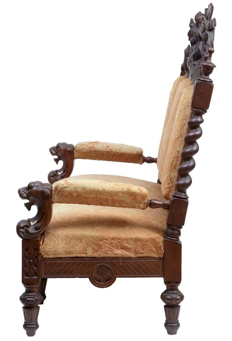 19th Century Profusely Carved Oak Flemish Sofa Settee at 1stDibs