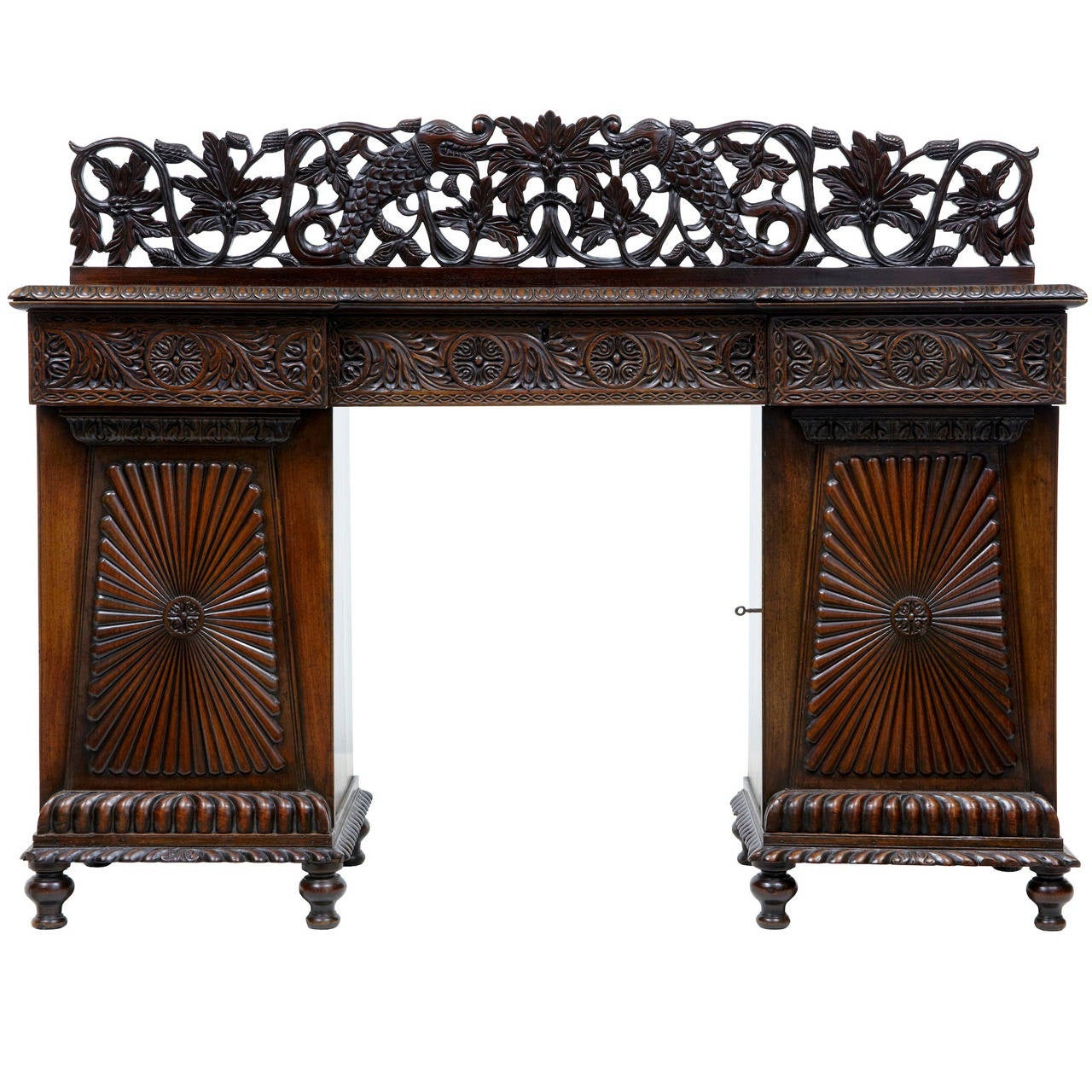 19th Century Carved Padouk Colonial Anglo Indian Sideboard Buffet at ...