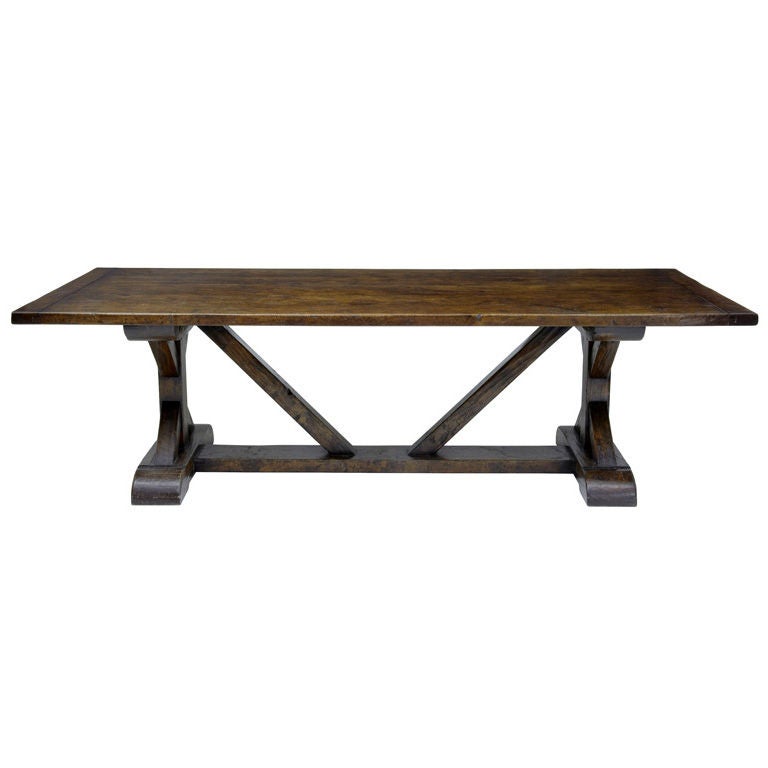 Large English Made Oak Trestle Refectory Table at 1stDibs