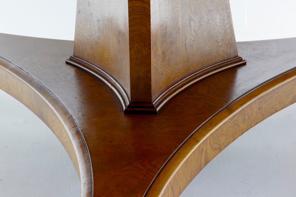 Pollard Oak Round Dining Table Triform Base at 1stDibs