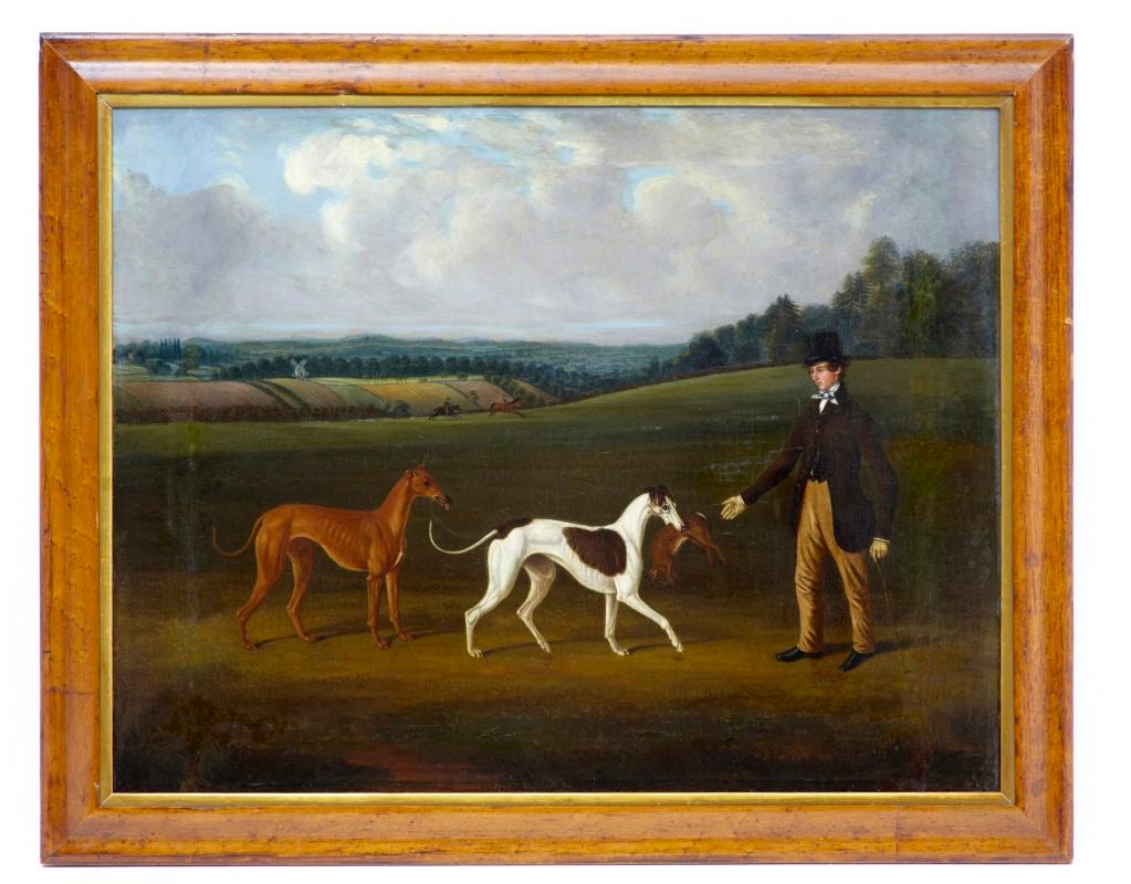 19th Century Fine Oil Painting Of Hare Coursing at 1stDibs