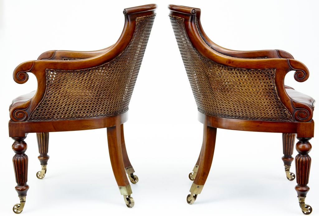 Pair Of Mahogany Regency Influenced Bergere Cane Chairs at 1stDibs ...