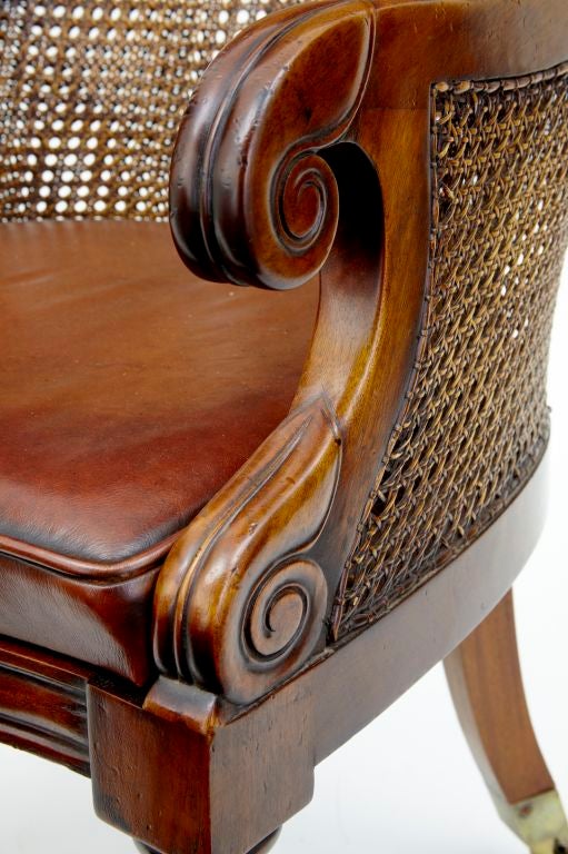 Pair Of Mahogany Regency Influenced Bergere Cane Chairs at 1stDibs ...