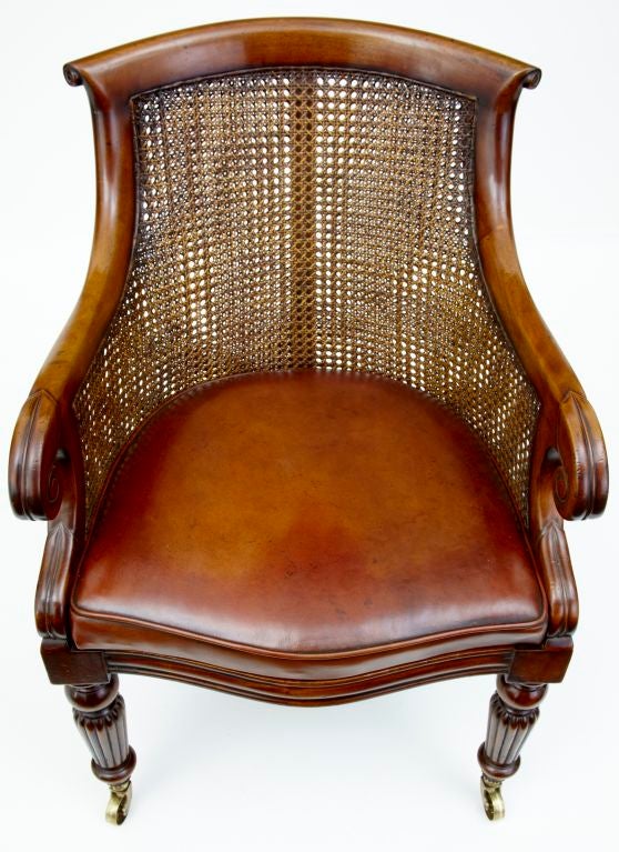 Pair Of Mahogany Regency Influenced Bergere Cane Chairs at 1stDibs ...