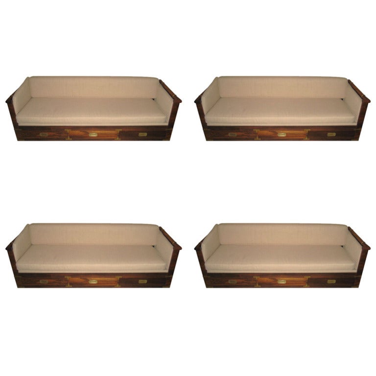 4 mid century modern Campaign Sofas or Daybed For Sale at 1stDibs