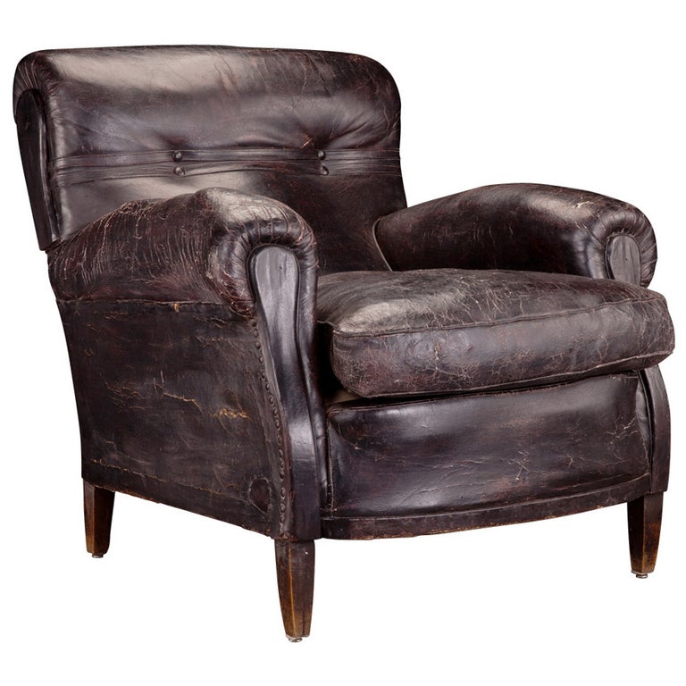 Oversized Leather Library Chair at 1stDibs