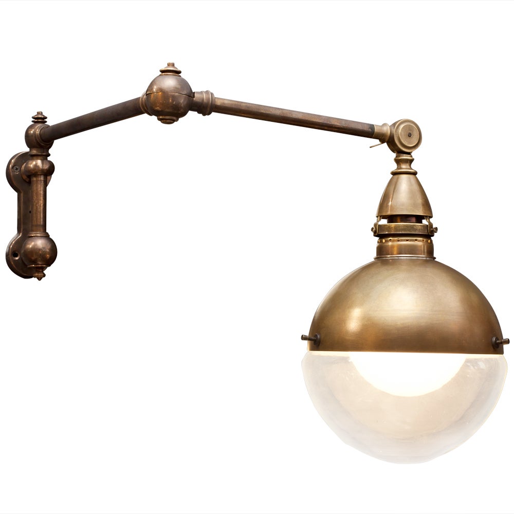 Two Arm Retractable Brass Sconce at 1stDibs