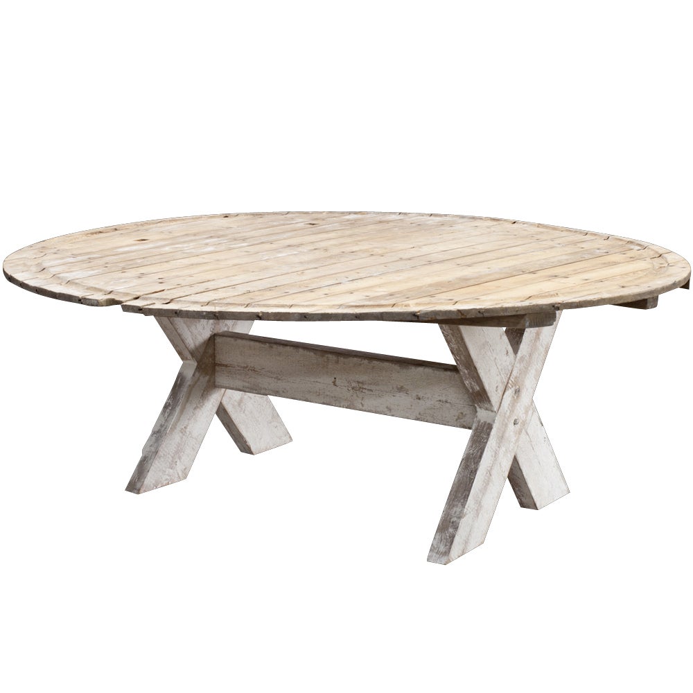 Monumental Primtive Round Dining Table at 1stDibs