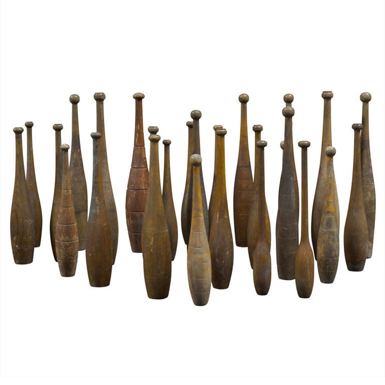 Set of 27 French Wood Juggling Pins at 1stDibs