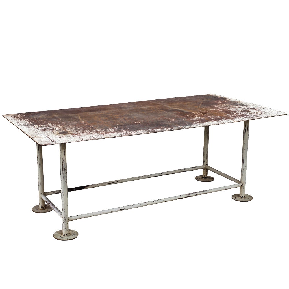 Industrial Iron Work Table at 1stDibs