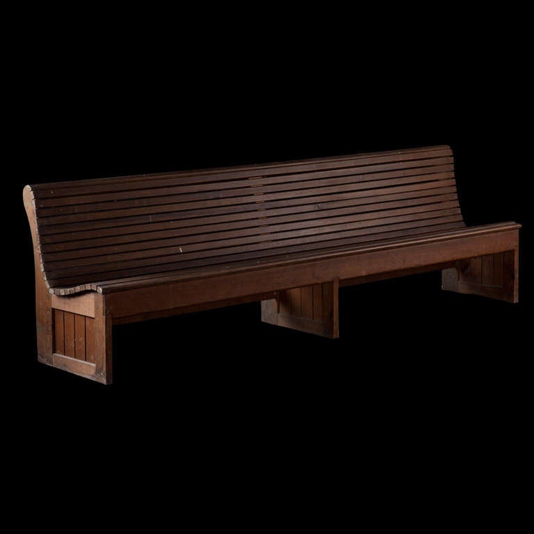 Slatted Wood Theater Bench at 1stDibs