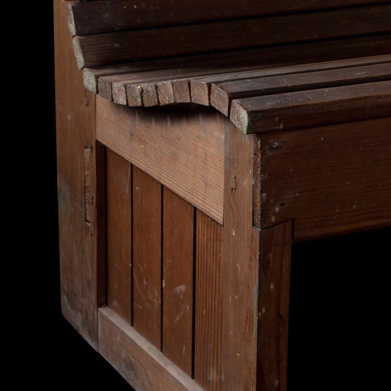 Slatted Wood Theater Bench at 1stDibs
