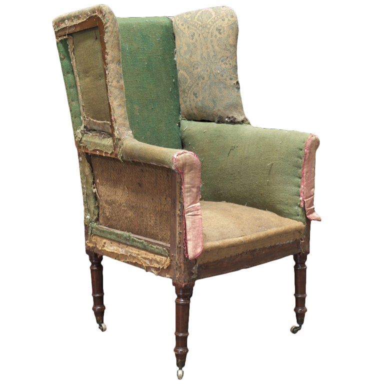 Primitive Tall-Back Regency Wing Chair at 1stDibs