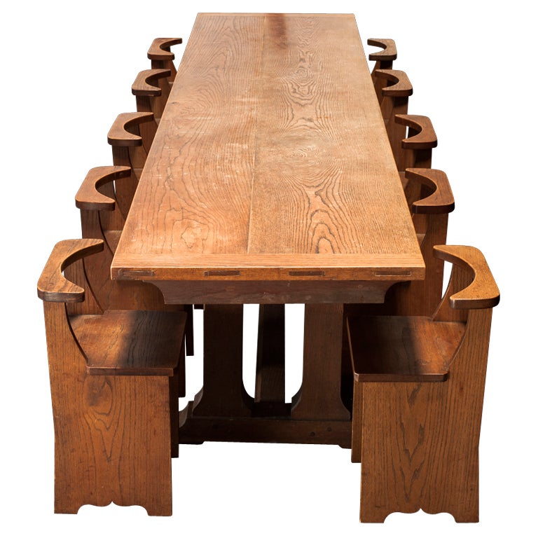 Convent Table designed by Max Gill with Ten Chairs at 1stDibs