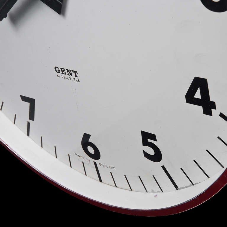 Red Rim Industrial Wall Clock at 1stDibs