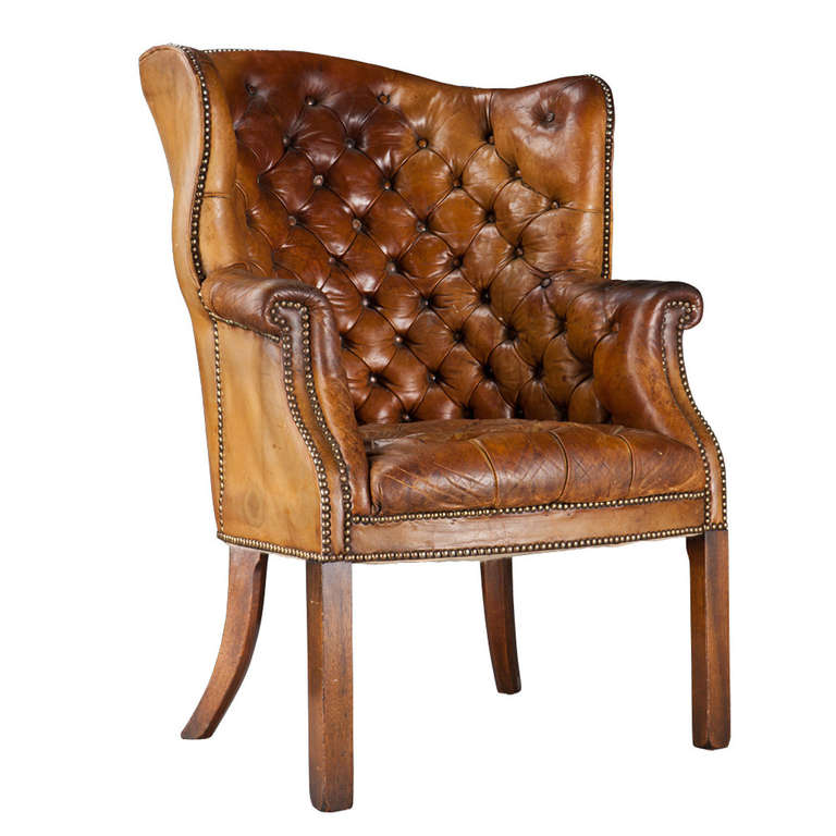 Leather Library Chair at 1stDibs