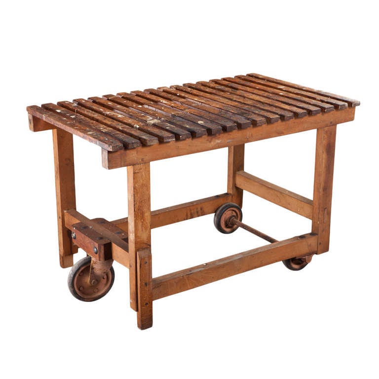 Slatted Top Pottery Table at 1stDibs