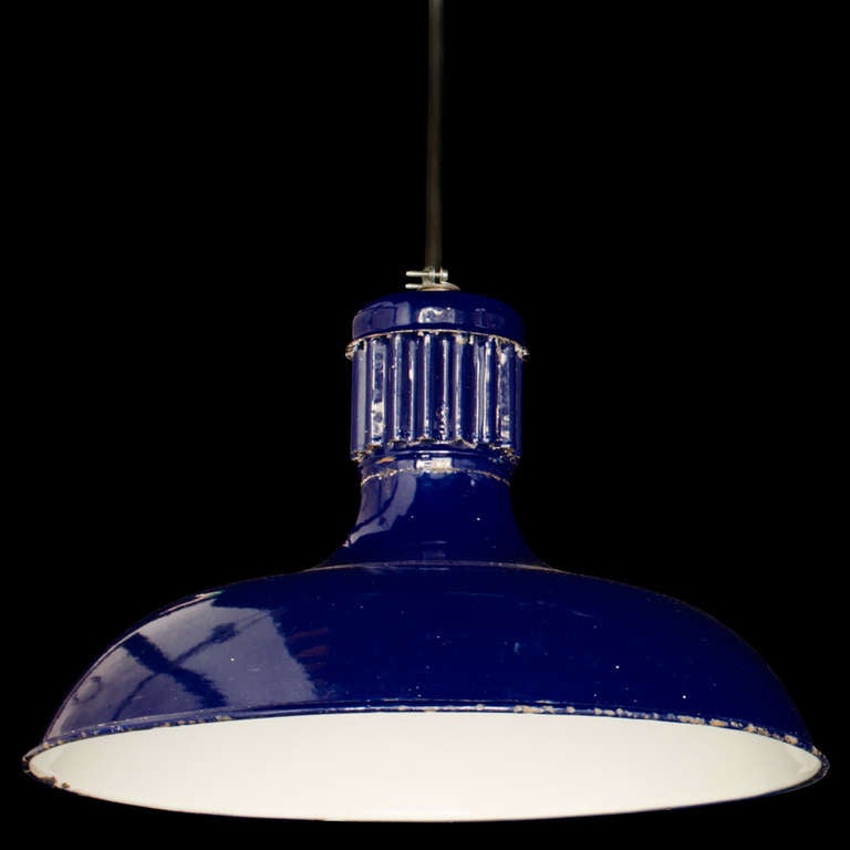 Cobalt Blue Industrial Factory Work Light at 1stDibs